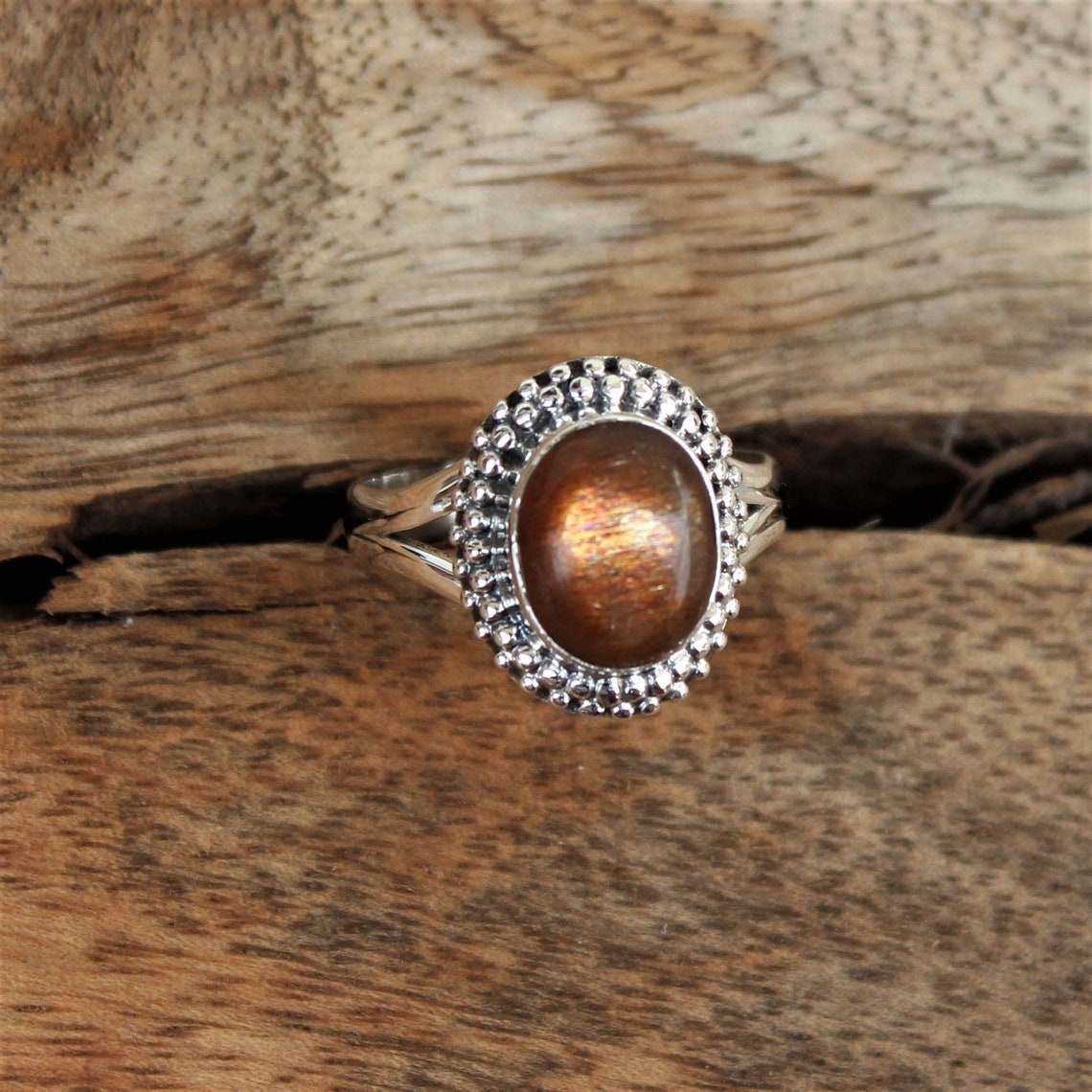 Real Sunstone Ring Sterling Silver Ring Sunstar Ring - Etsy