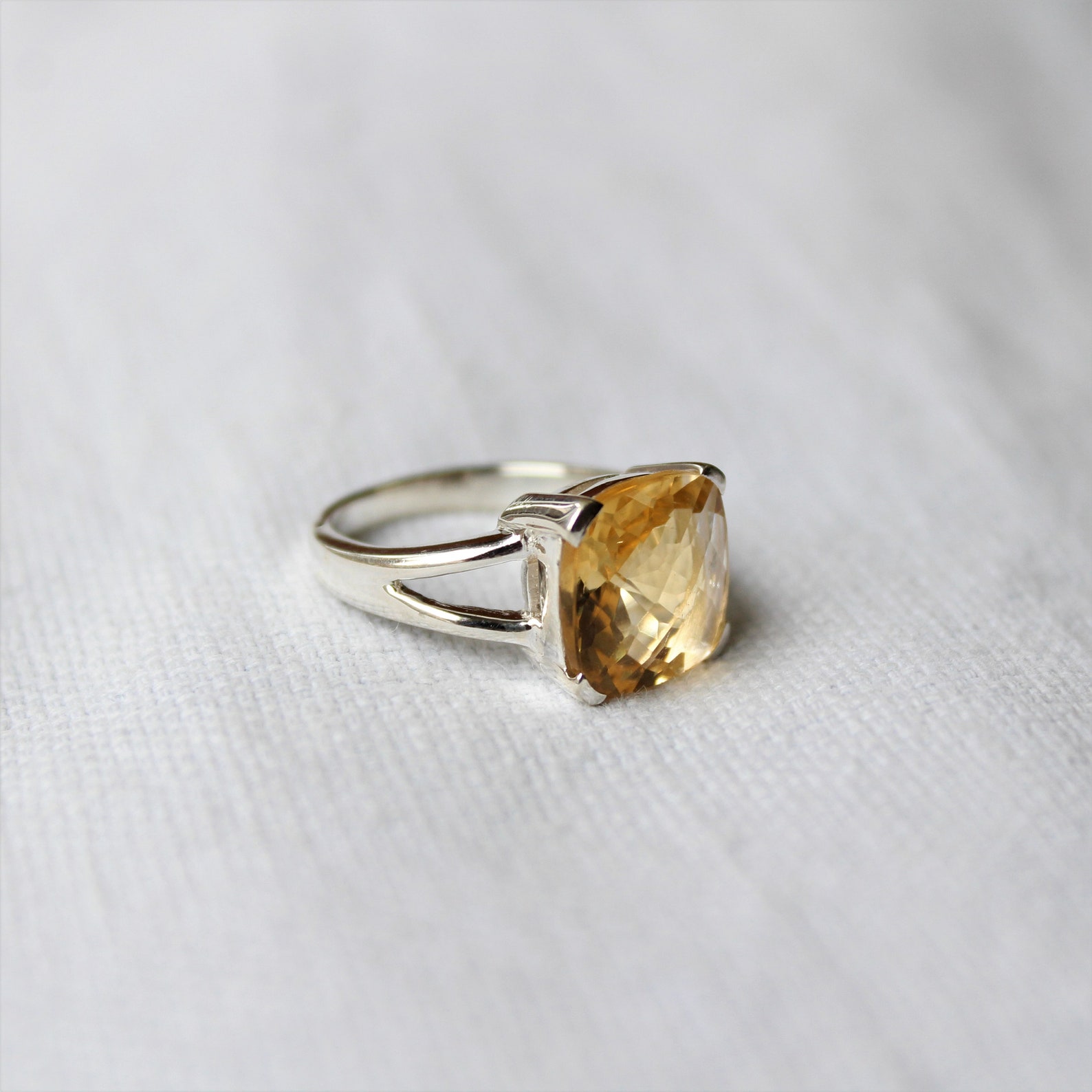 Citrine Ring Sterling Silver Statement Ring Birthstone Ring - Etsy