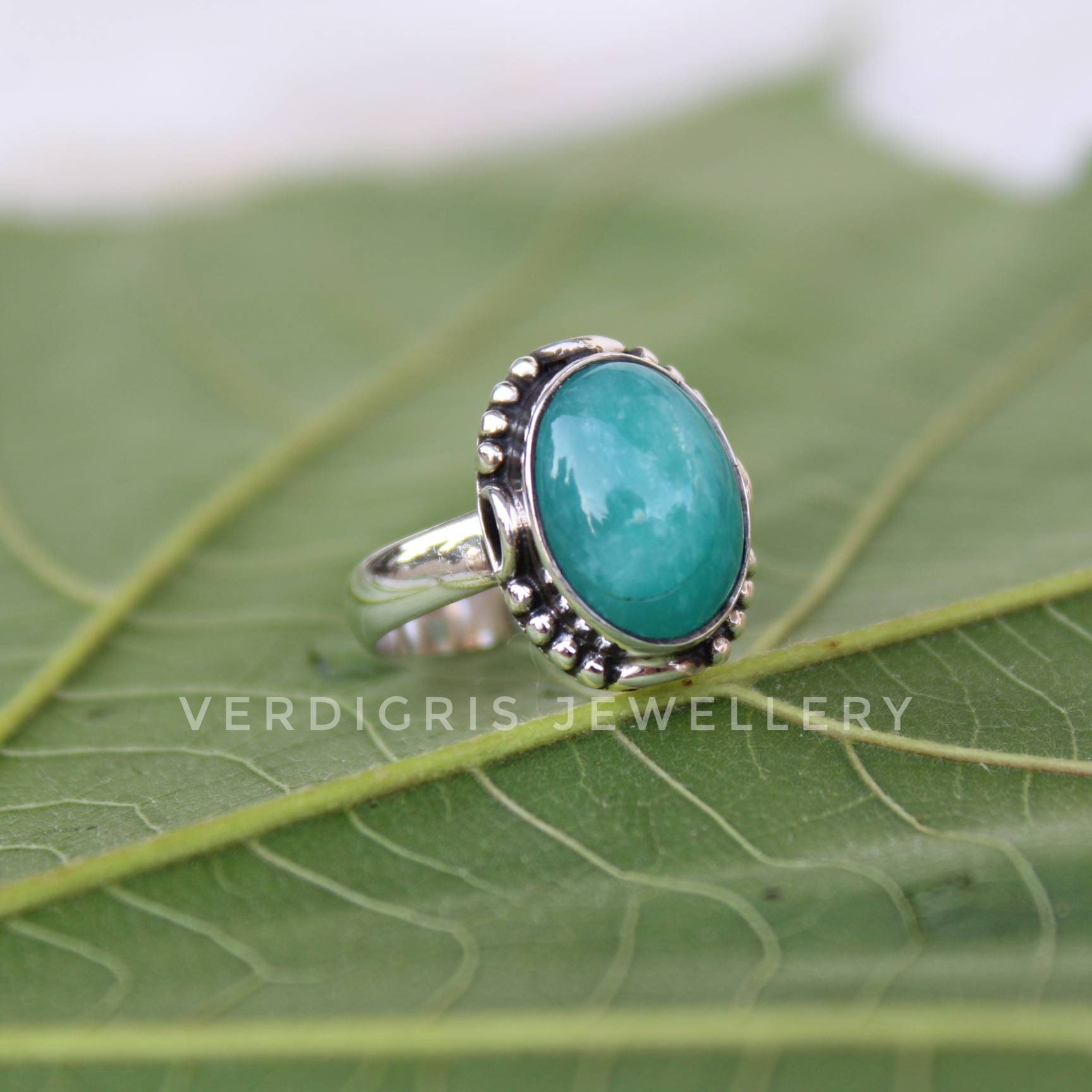 Natural Amazonit Ring 92.5 Solid Sterling Silver Ring - Etsy