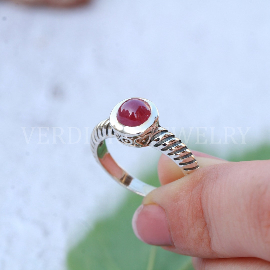 Natural Ruby Ring, Minimalist Sterling Silver Ring, Handmade Jewelry ...