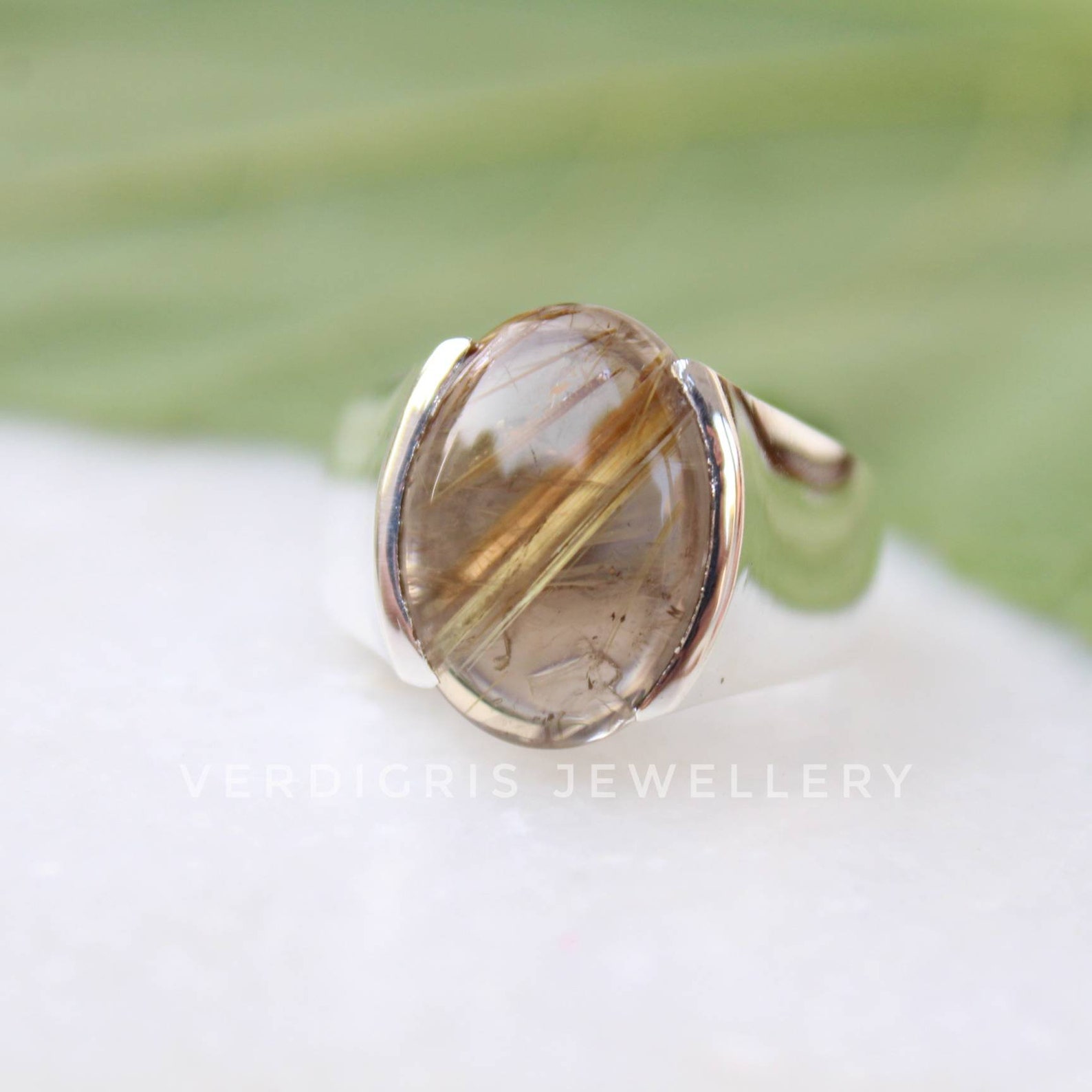 Natural Golden Rutile Ring Bold Sterling Silver Statement | Etsy