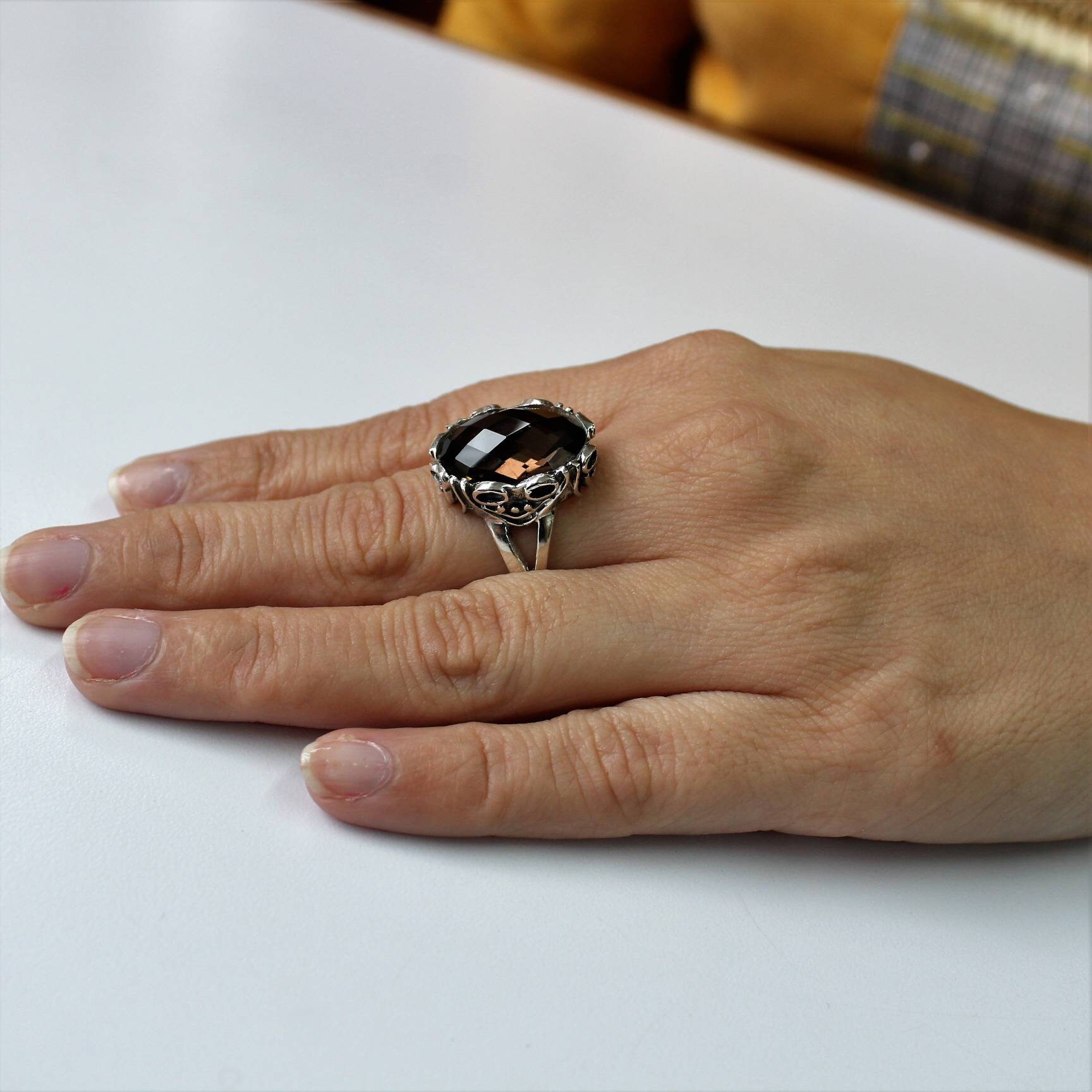Beautiful smoky quartz ring Sterling silver statement ring | Etsy