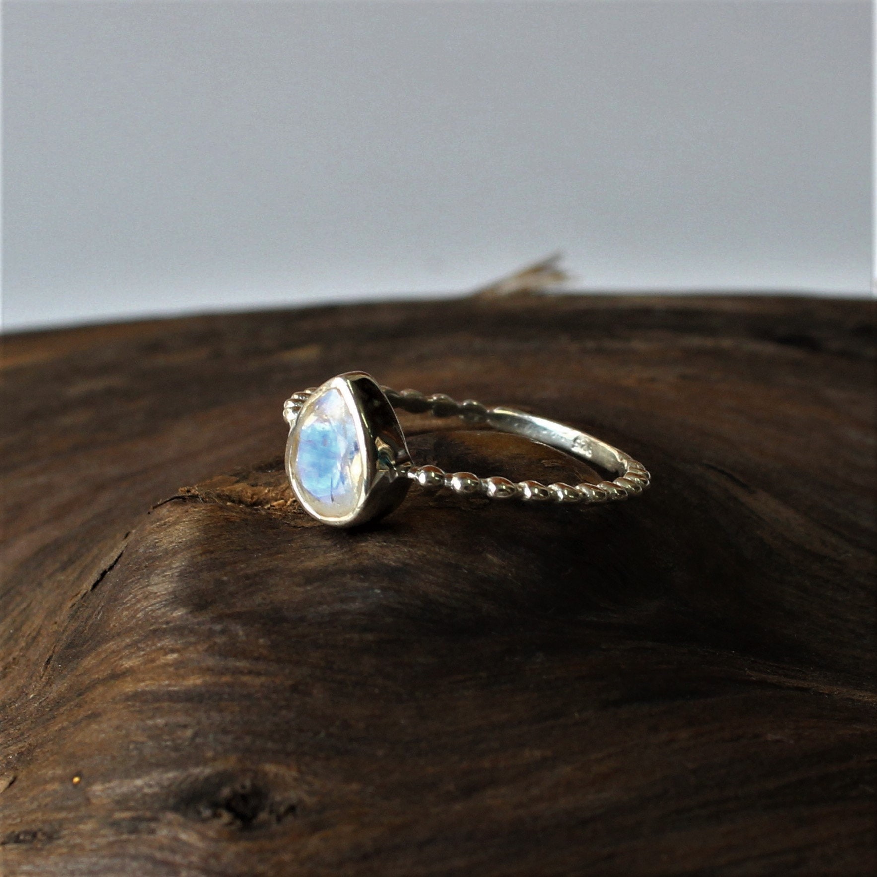 Rainbow moonstone ring Sterling silver ring stackable | Etsy