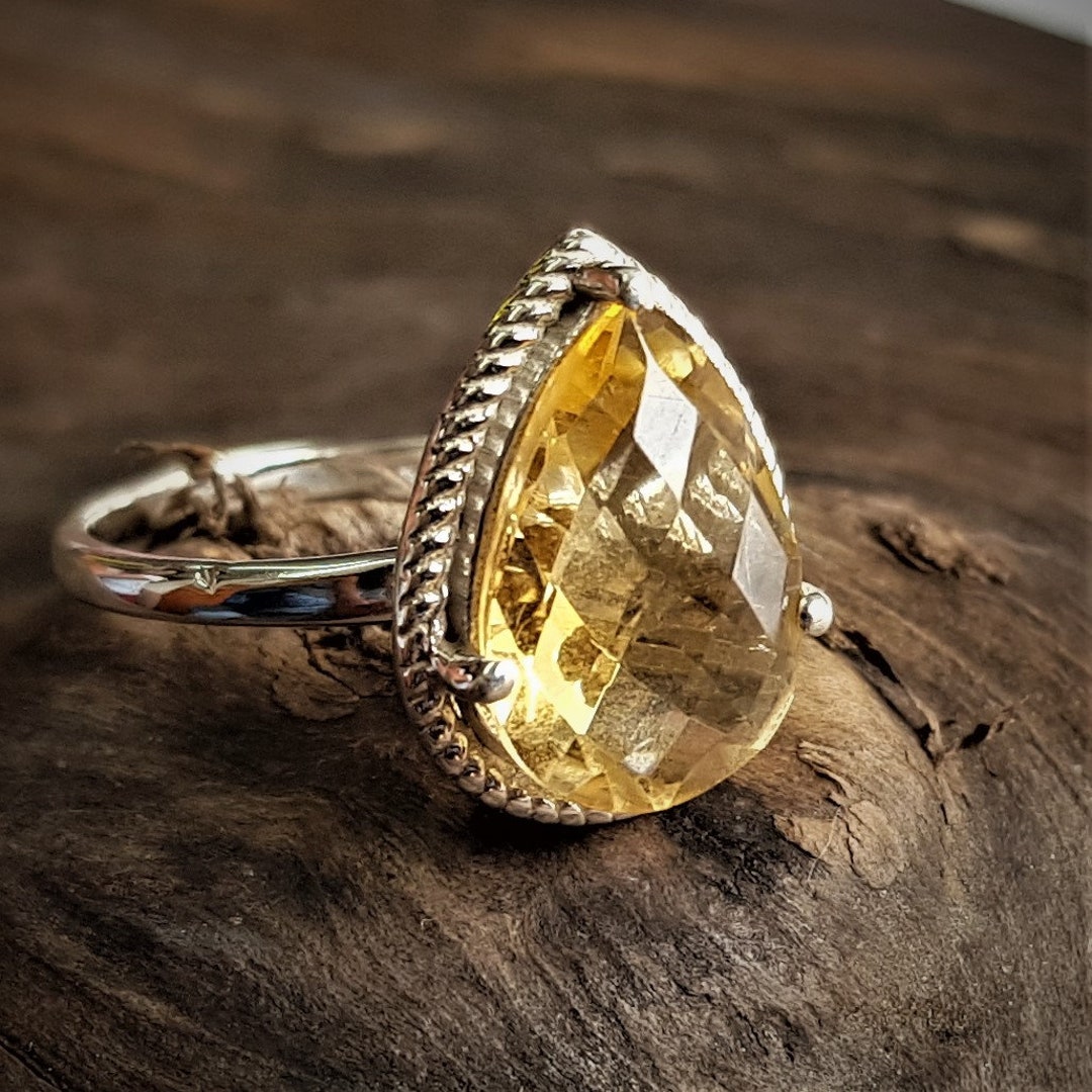 Natural Citrine Ring, Sterling Silver, Cocktail Ring, Alternative ...