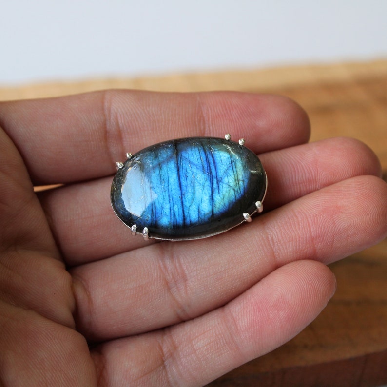 Natural labradorite ring Sterling Silver ring cocktail ring | Etsy