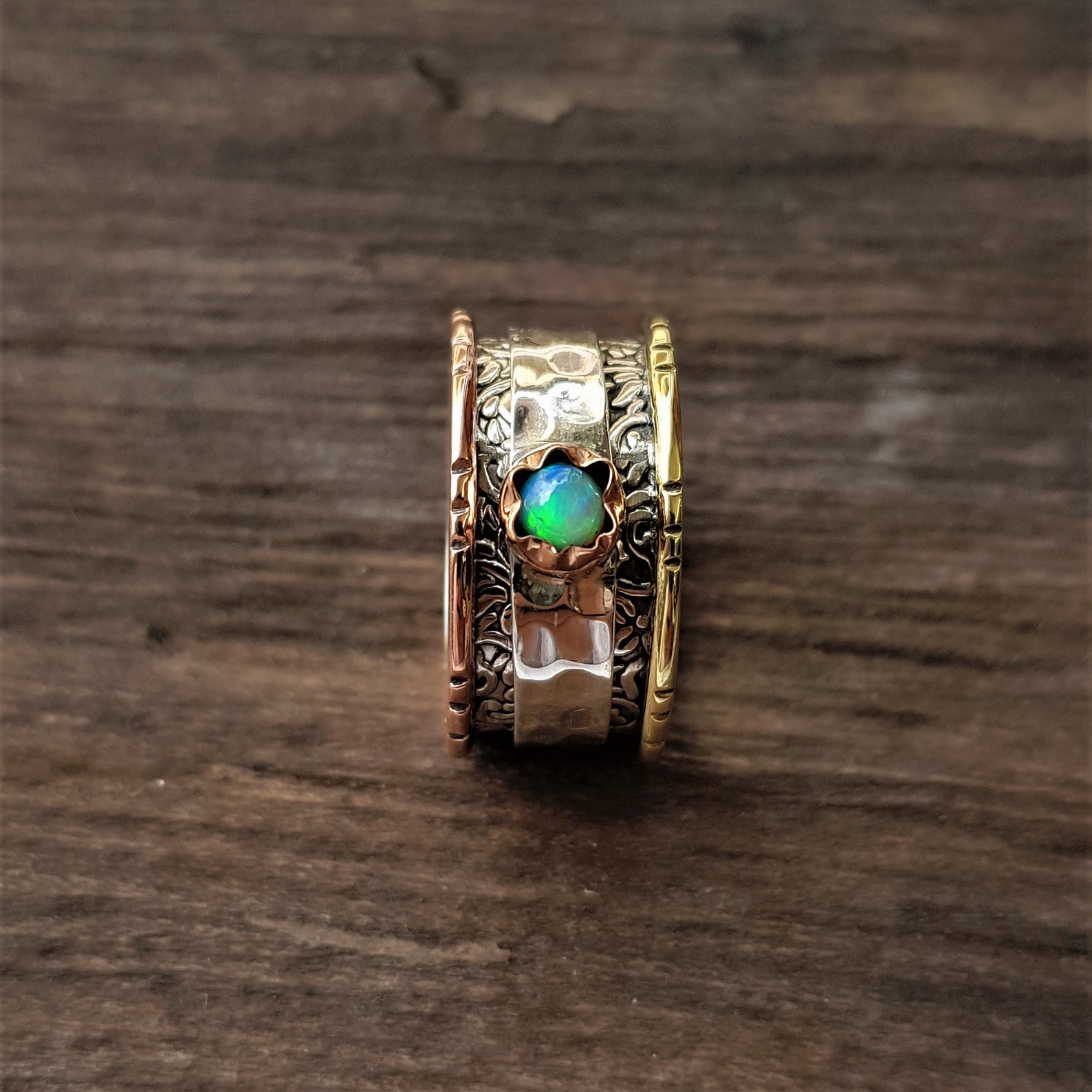 Spinner Ring, Ethiopian Opal Ring, Fidget Ring, Meditation Ring, Silver ...