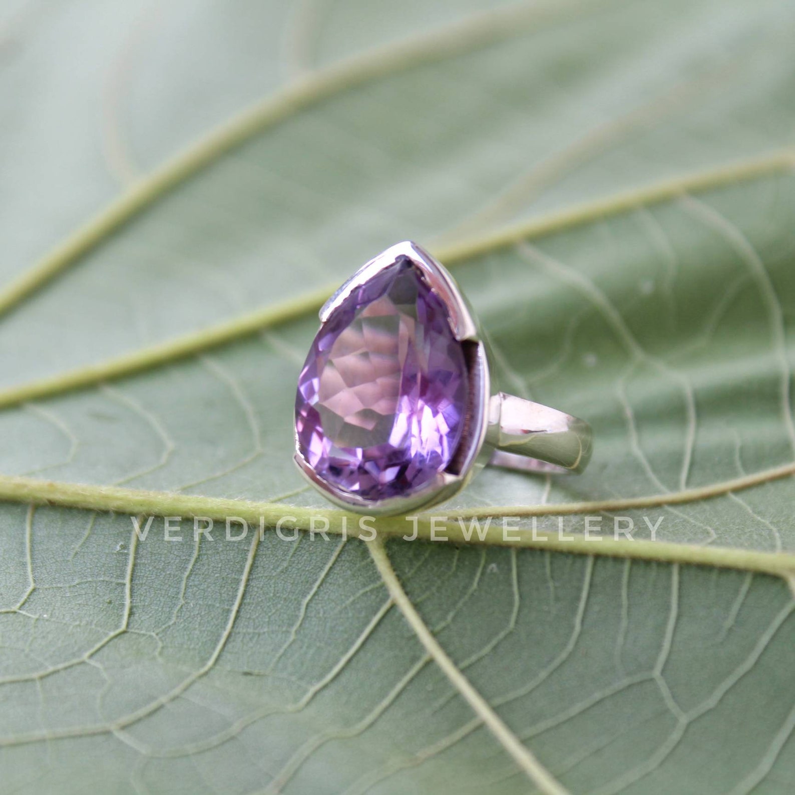 Lavender Amethyst ring Sterling silver ring statement ring | Etsy