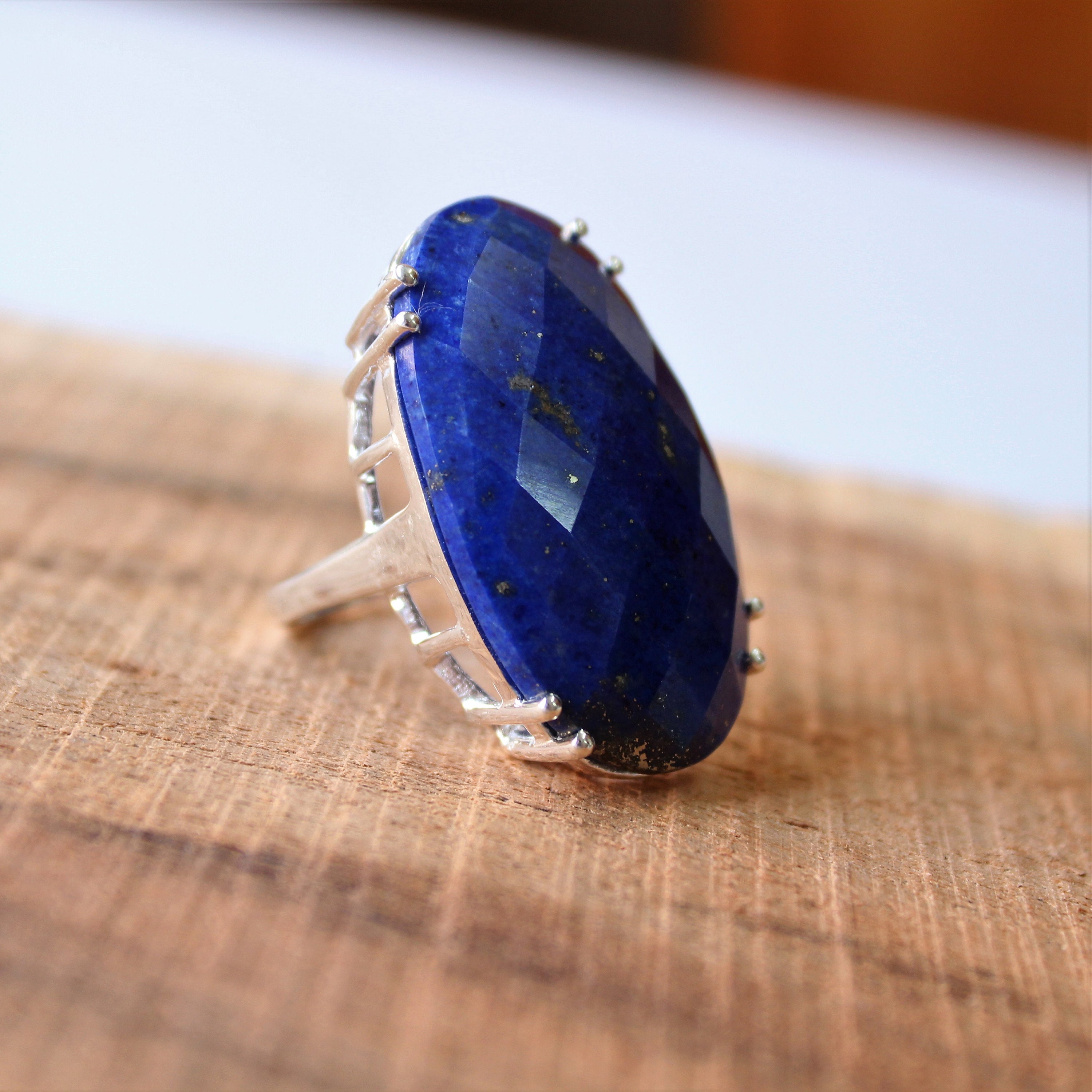 Lapis Lazuli Ring, Lapis Lazuli Jewelry, Sterling Silver Ring, Cocktail ...