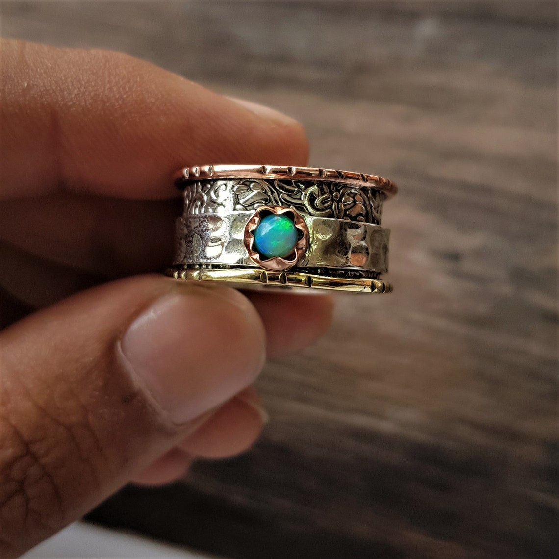Spinner Ring Ethiopian Opal Ring Fidget Ring Meditation - Etsy