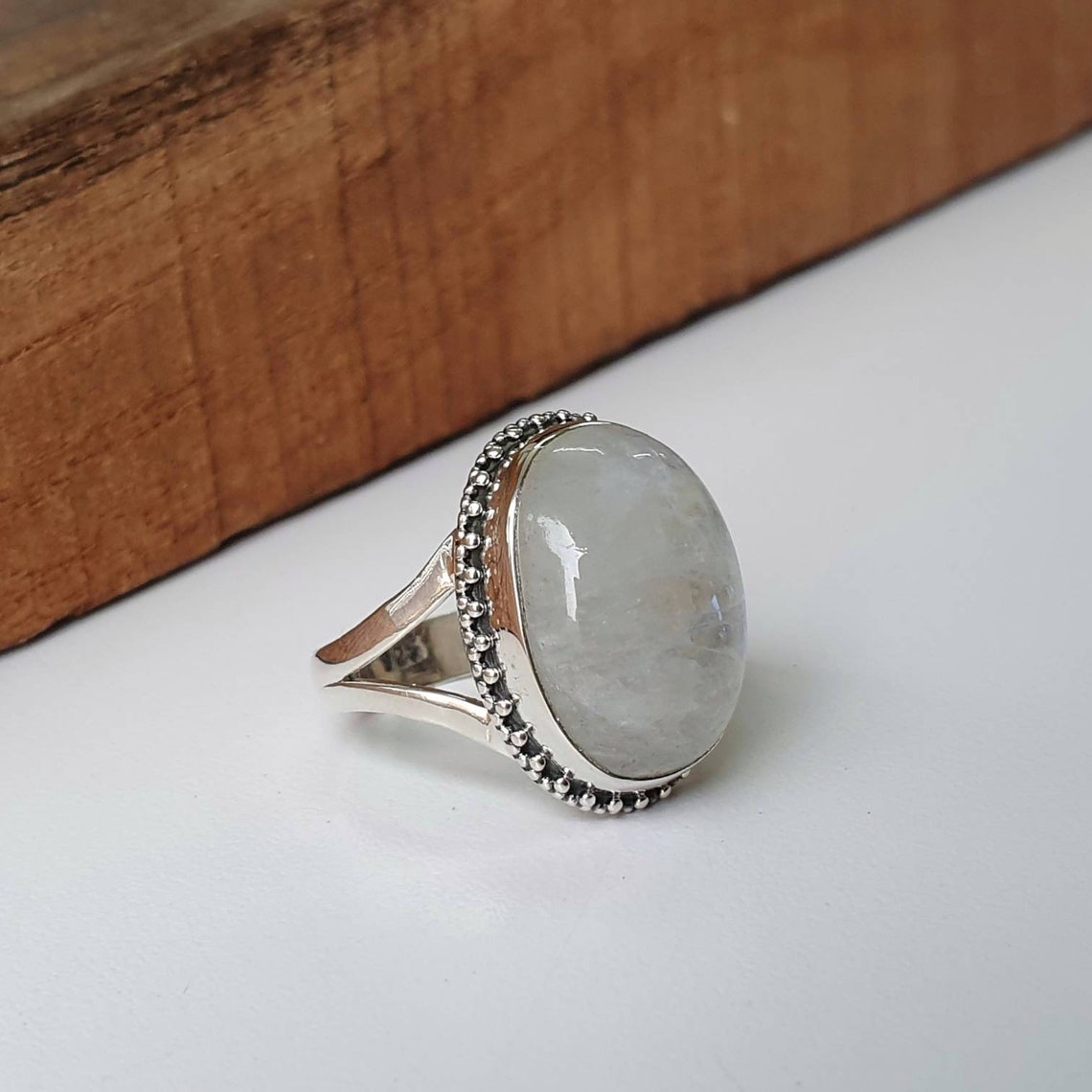 AAA Rainbow Moonstone Ring, Bold Sterling Silver Statement Ring ...