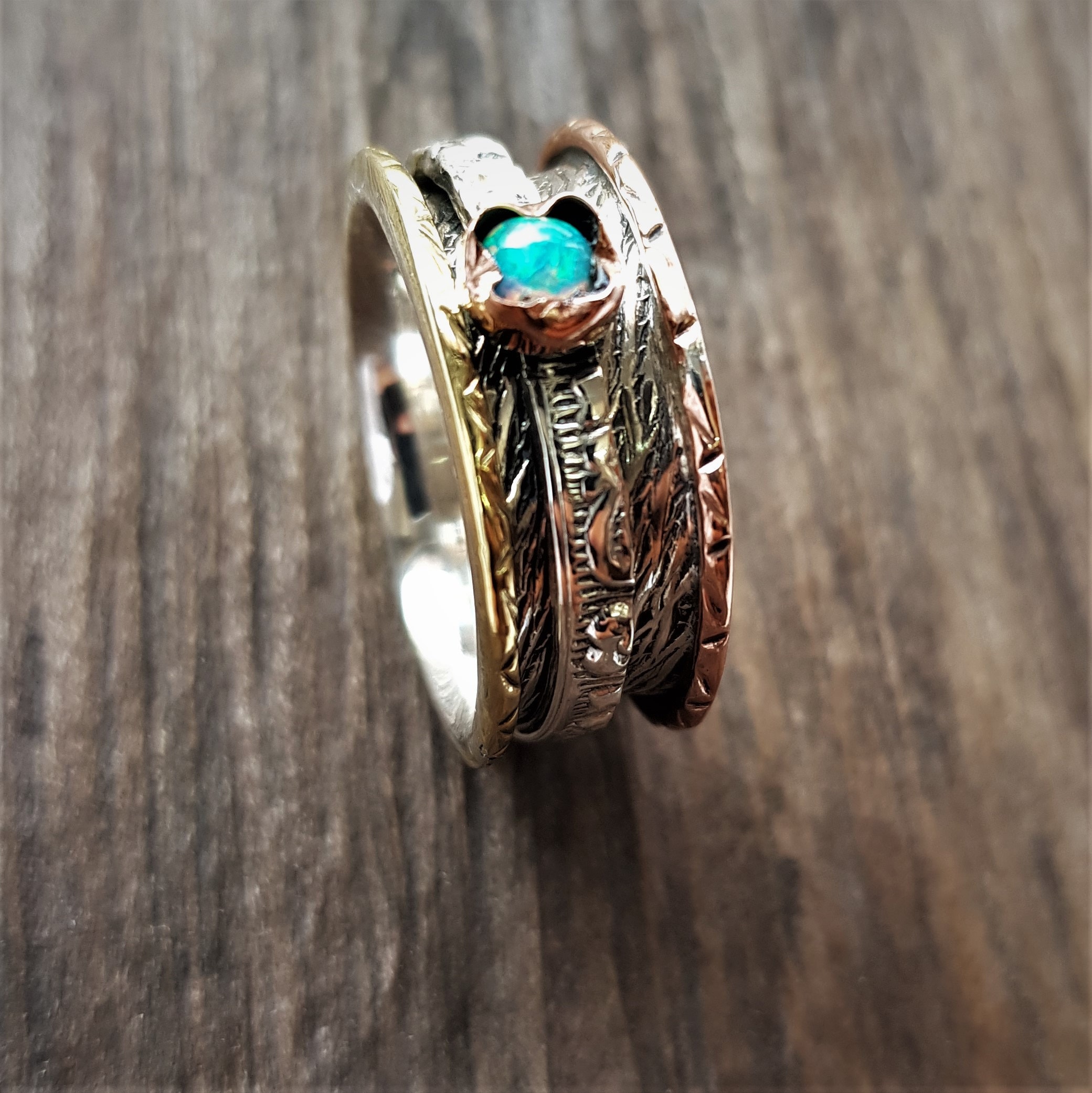 Worry Ring, Ethiopian Opal Ring, Fidget Ring, Meditation Ring, Wide ...