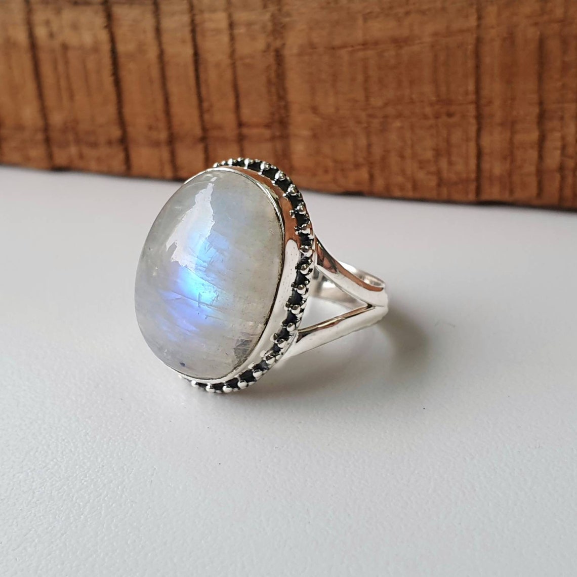 AAA Rainbow Moonstone Ring, Bold Sterling Silver Statement Ring ...