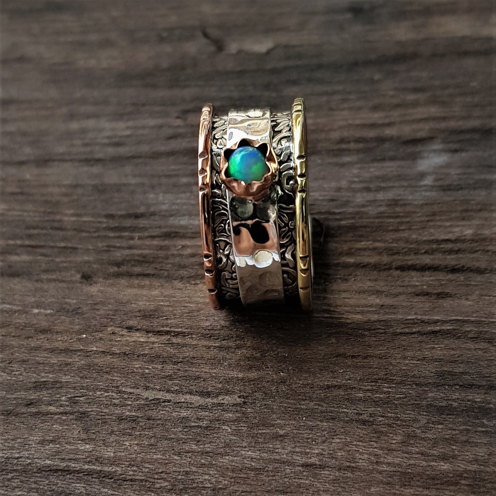 Spinner Ring, Ethiopian Opal Ring, Fidget Ring, Meditation Ring, Silver ...