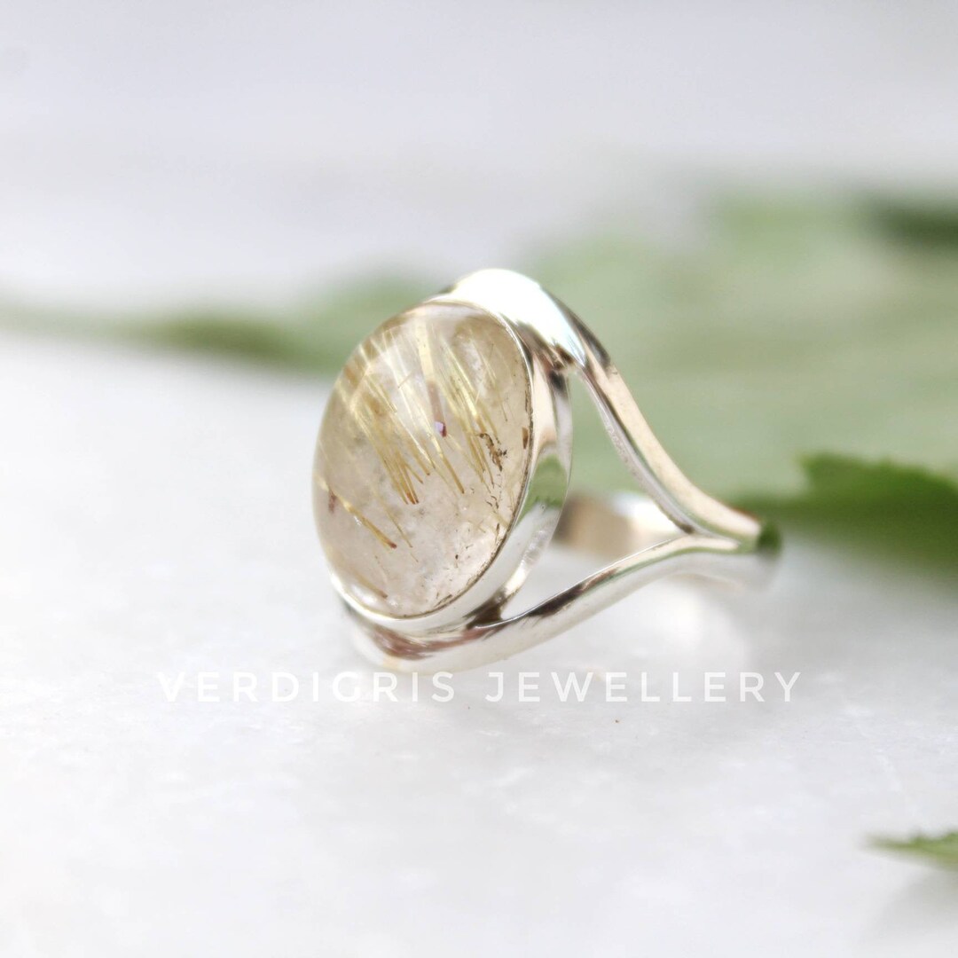Natural Golden Rutile Ring, Bold Sterling Silver Statement Ring - Etsy