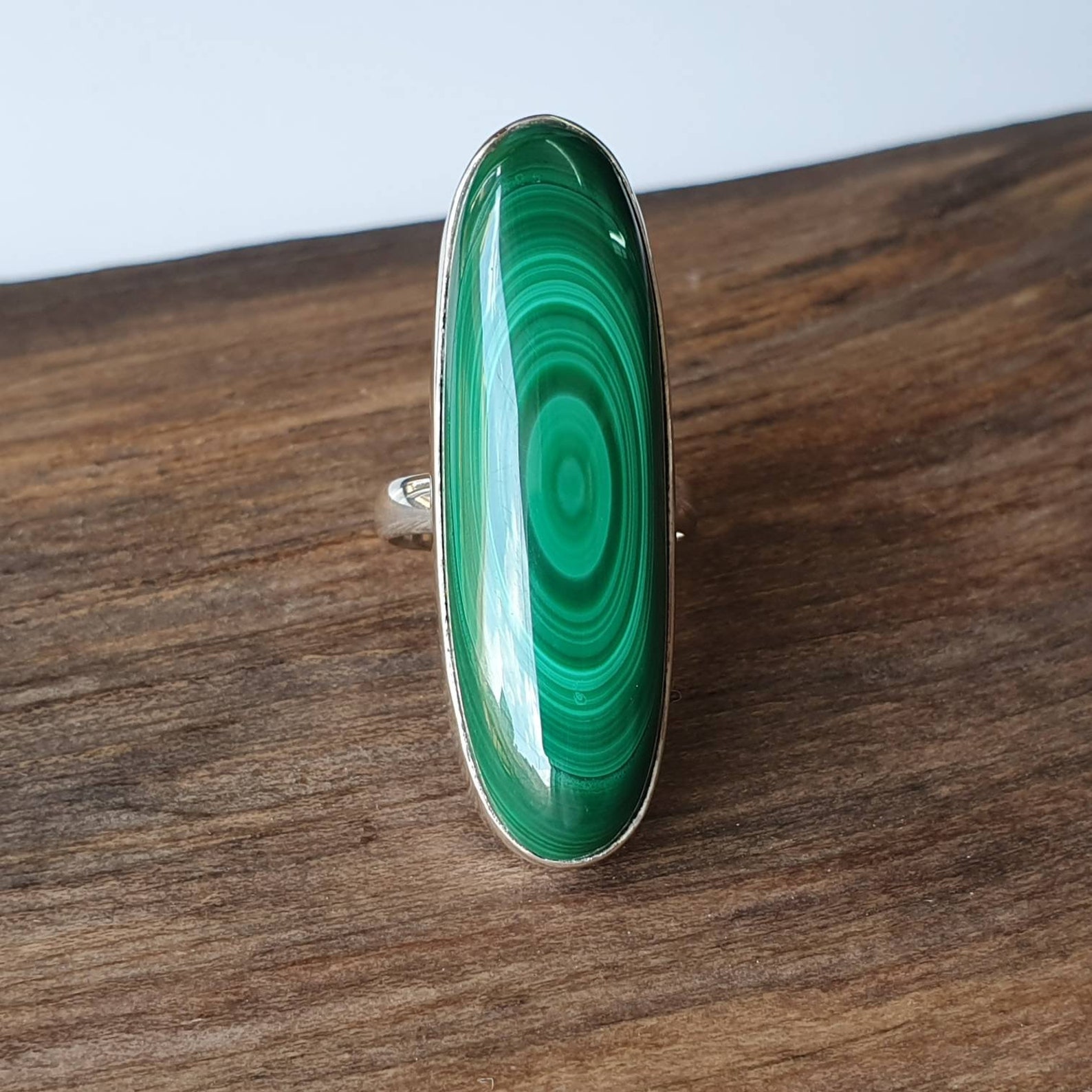 Natural Malachite Ring Sterling Silver Large Gemstone Ring - Etsy