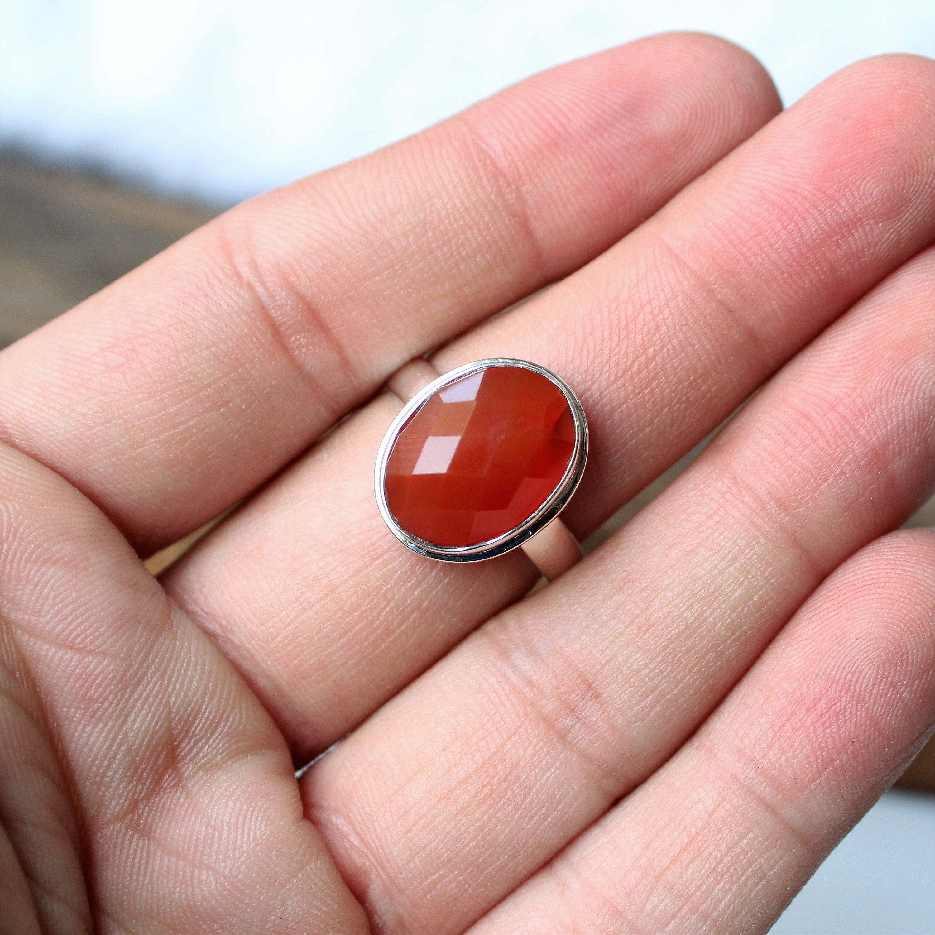 Red Onyx Ring Bold Sterling Silver Statement Ring - Etsy