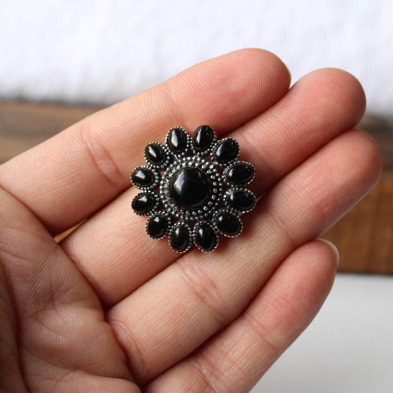 Natural Black Onyx Ring Bold Sterling Silver Statement Ring - Etsy