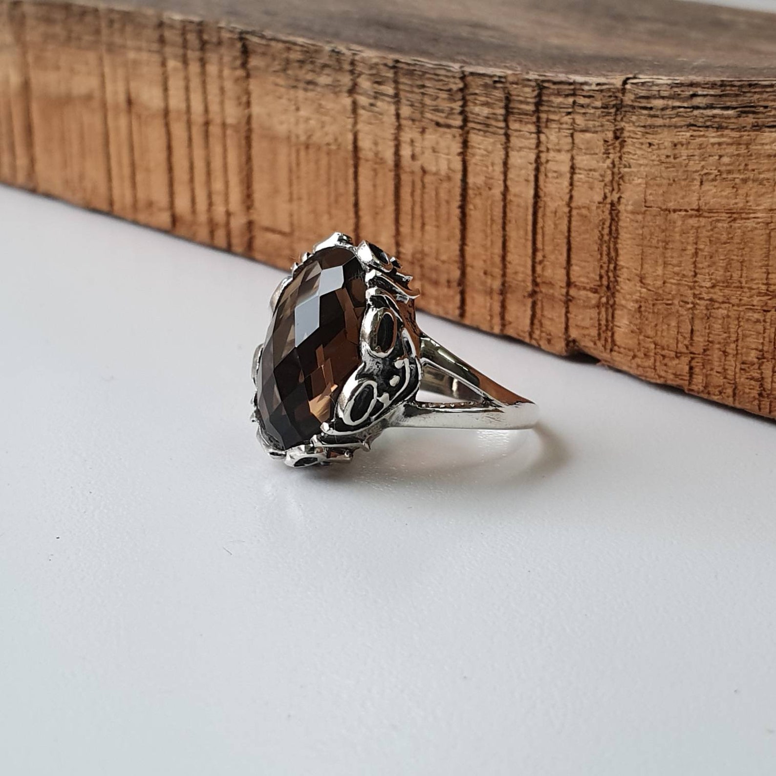 Beautiful Smoky Quartz Ring Sterling Silver Statement Ring - Etsy