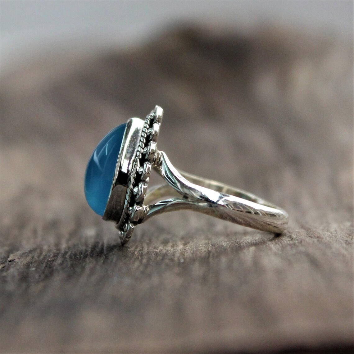 Chalcedony Ring Sterling Silver Ring Cocktail Ring - Etsy