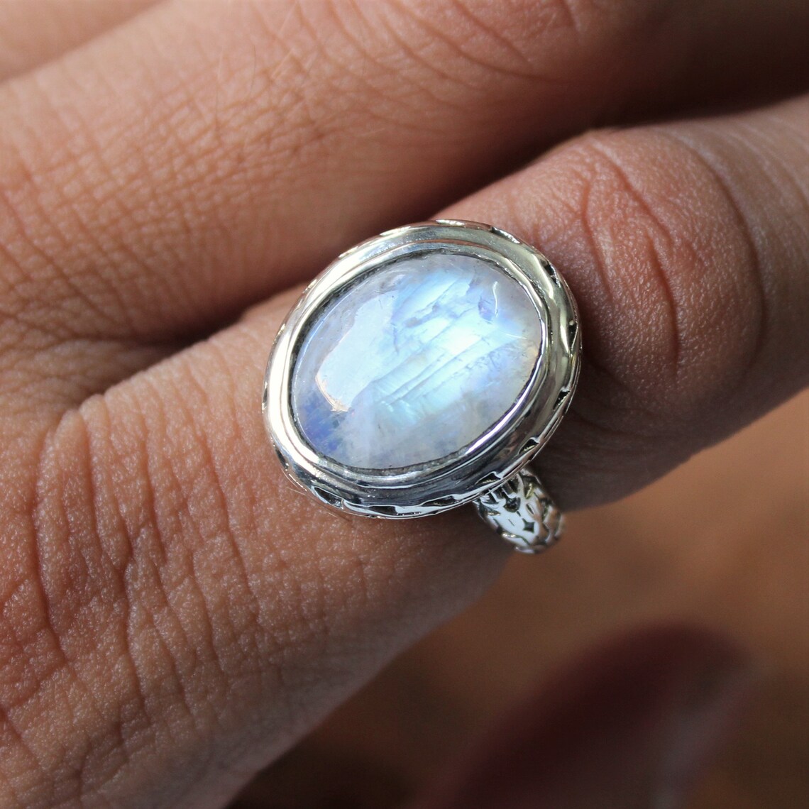 Regenbogen Mondstein Ring, Sterling Silber Ring - Etsy.de