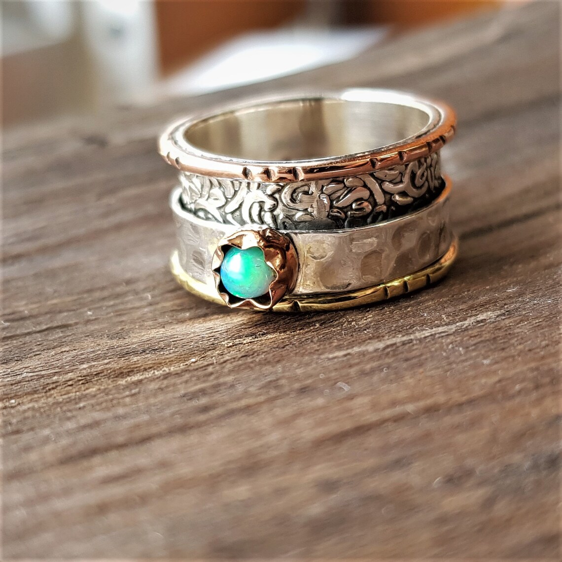 Spinner Ring Ethiopian Opal Ring Fidget Ring Meditation | Etsy