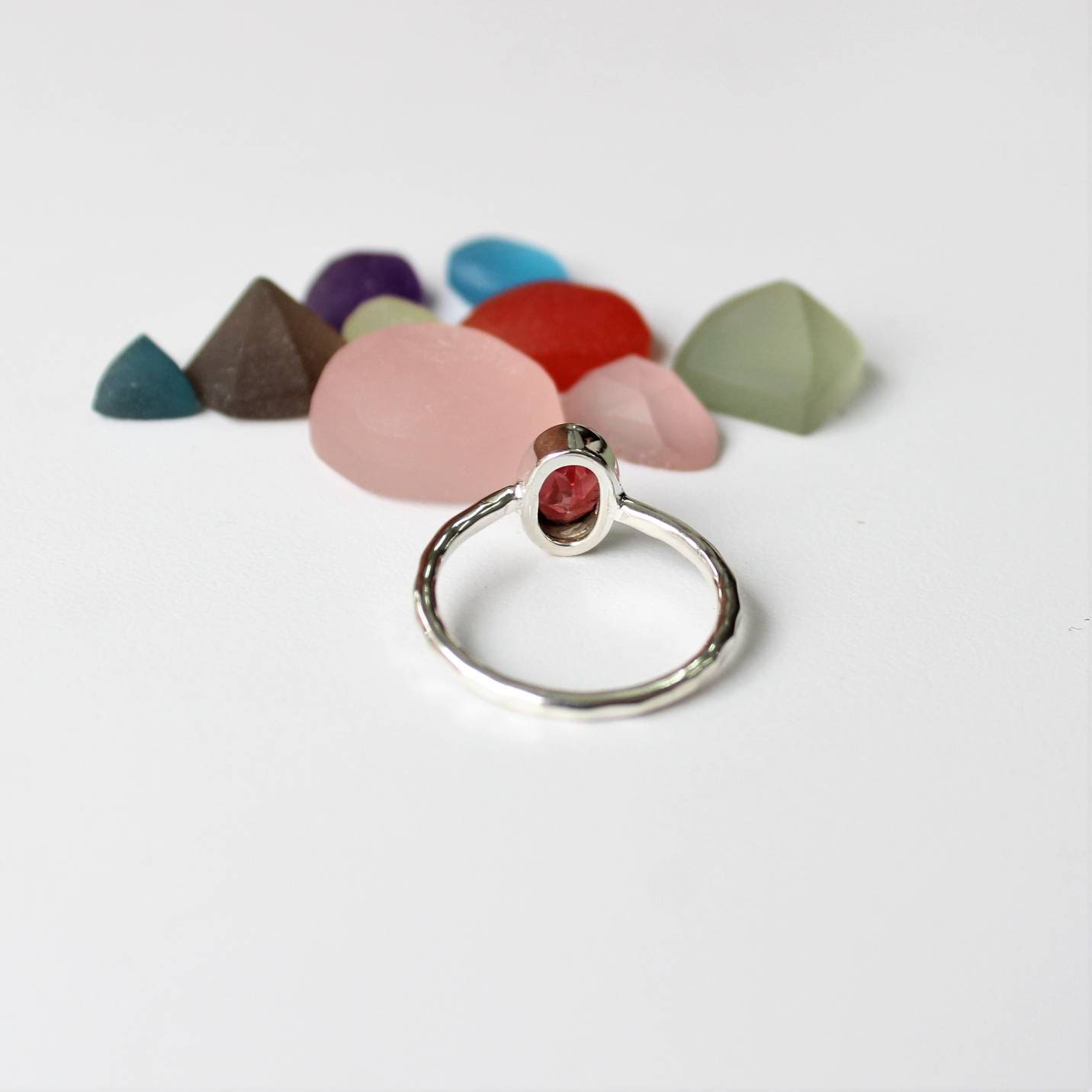 Natural Garnet ring Dainty Sterling silver ring statement | Etsy