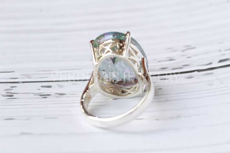 Unique Mystic Quartz Ring Large Sterling Silver Statement - Etsy