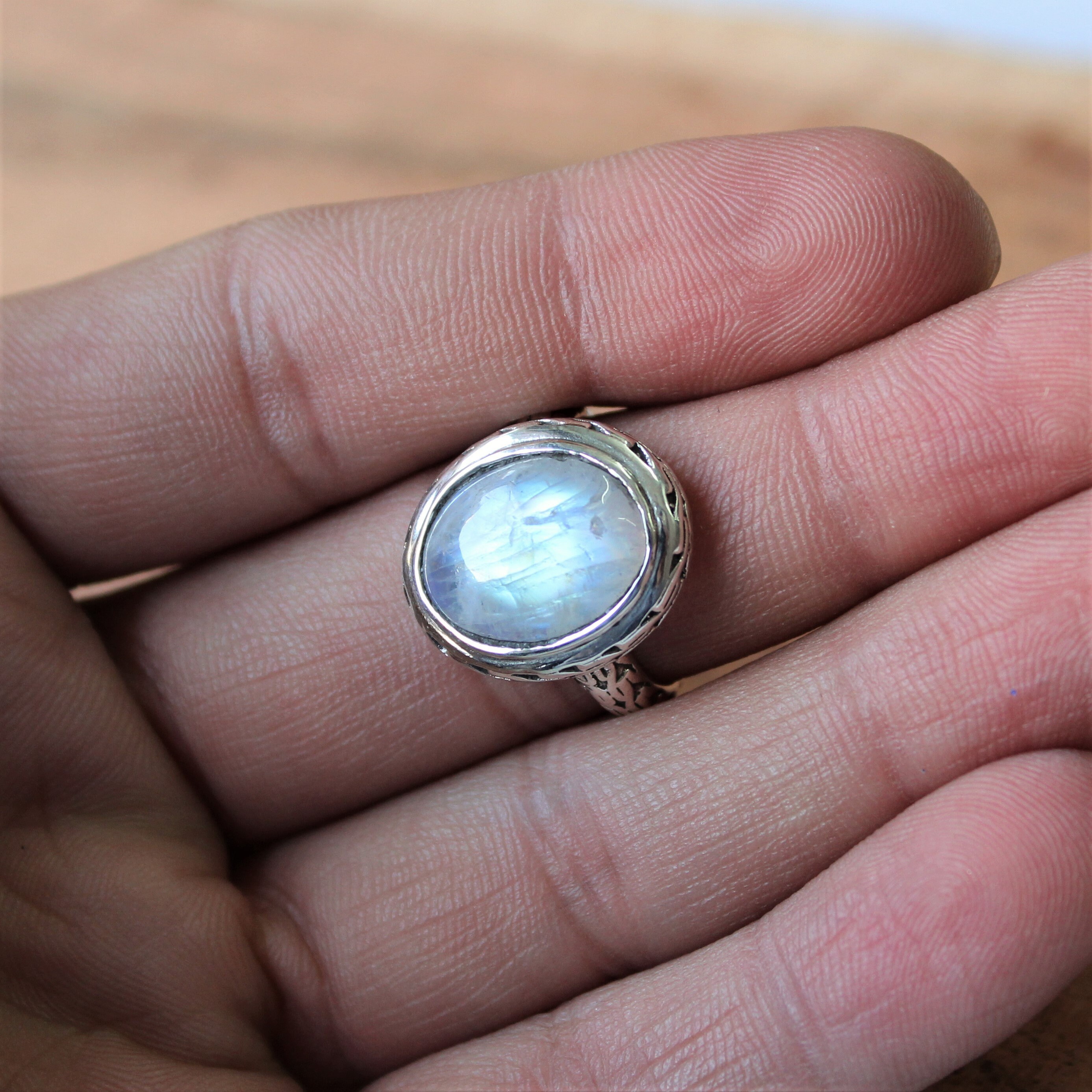 Regenbogen Mondstein Ring, Sterling Silber Ring - Etsy.de