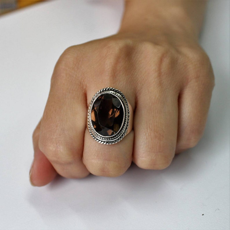 Beautiful smoky quartz ring Sterling silver statement ring | Etsy