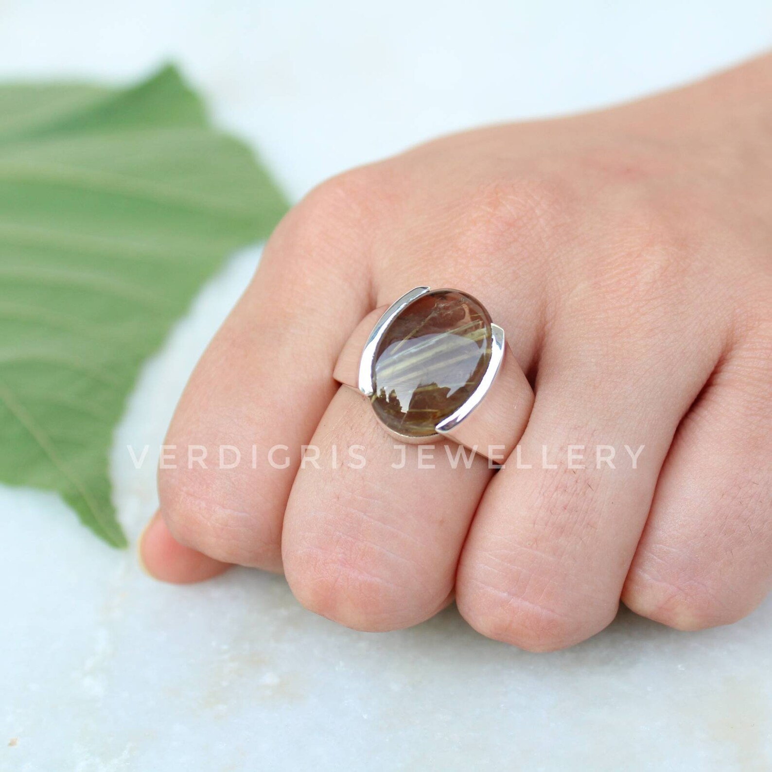 Natural Golden Rutile Ring, Bold Sterling Silver Statement Ring, - Etsy