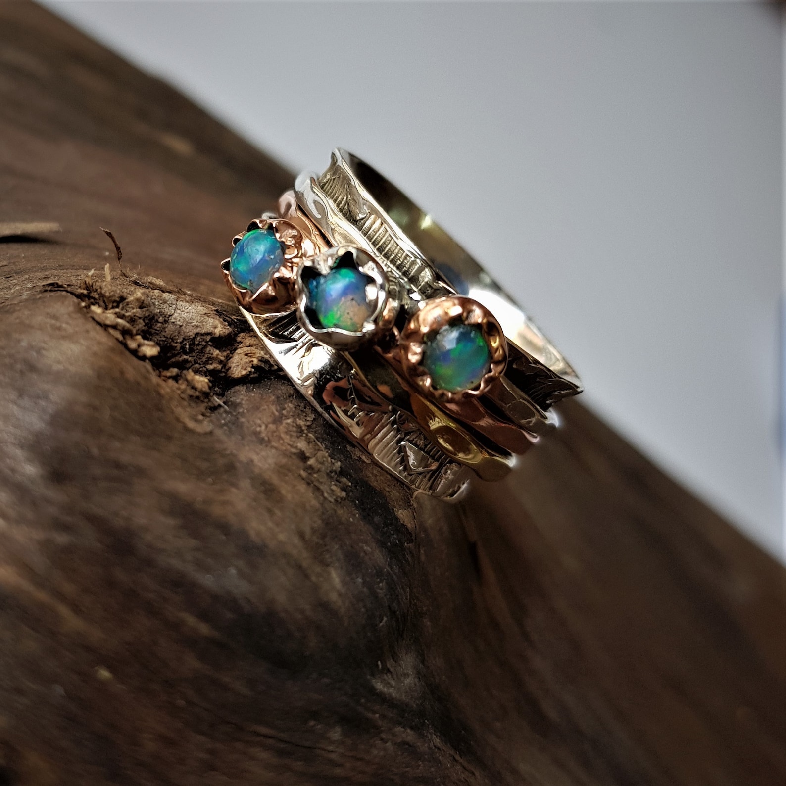 Worry Ring, Ethiopian Opal Ring, Fidget Ring, Meditation Ring, Wide ...