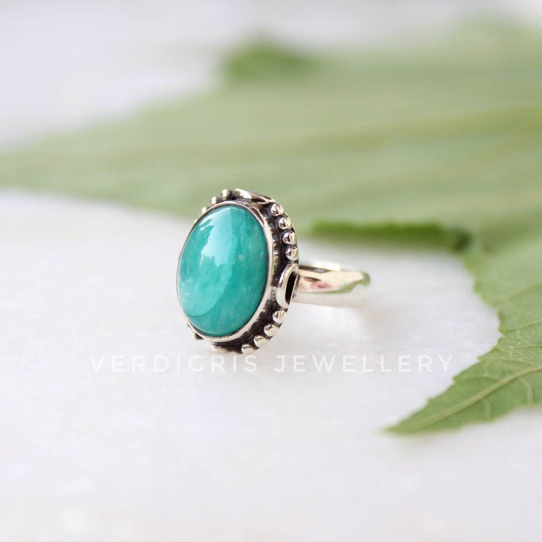 Natural Amazonit Ring, 92.5 Solid Sterling Silver Ring, Statement Ring ...