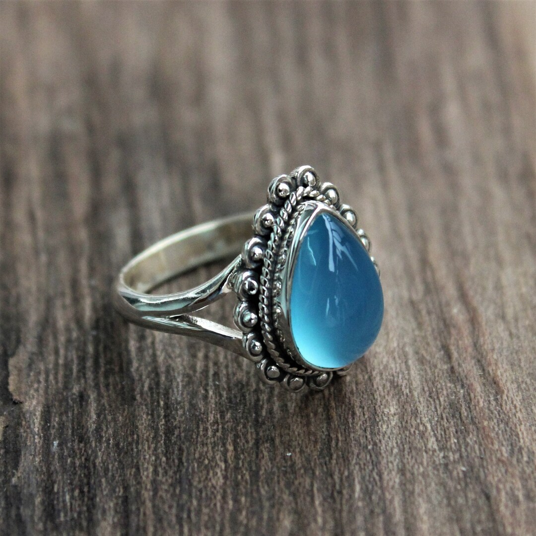 Chalcedony Ring, Sterling Silver Ring, Cocktail Ring, Alternative ...