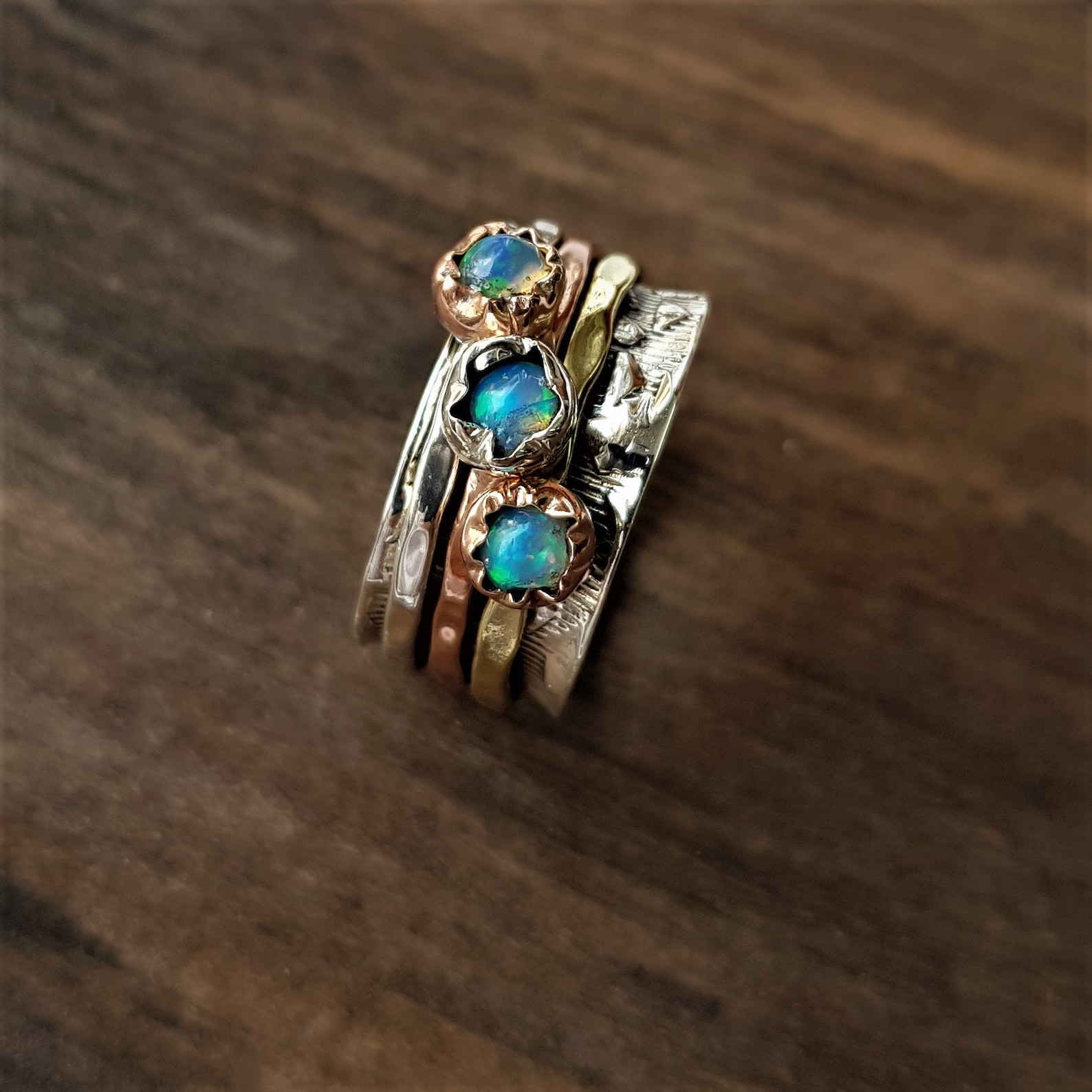 Worry Ring, Ethiopian Opal Ring, Fidget Ring, Meditation Ring, Wide ...