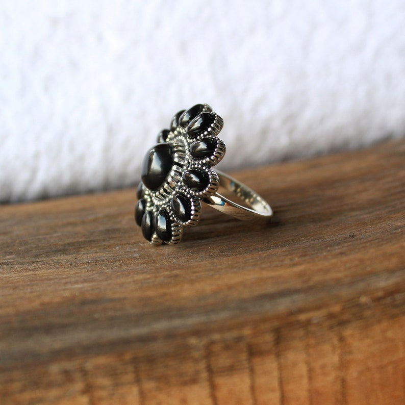 Natural Black Onyx Ring Bold Sterling Silver Statement Ring - Etsy