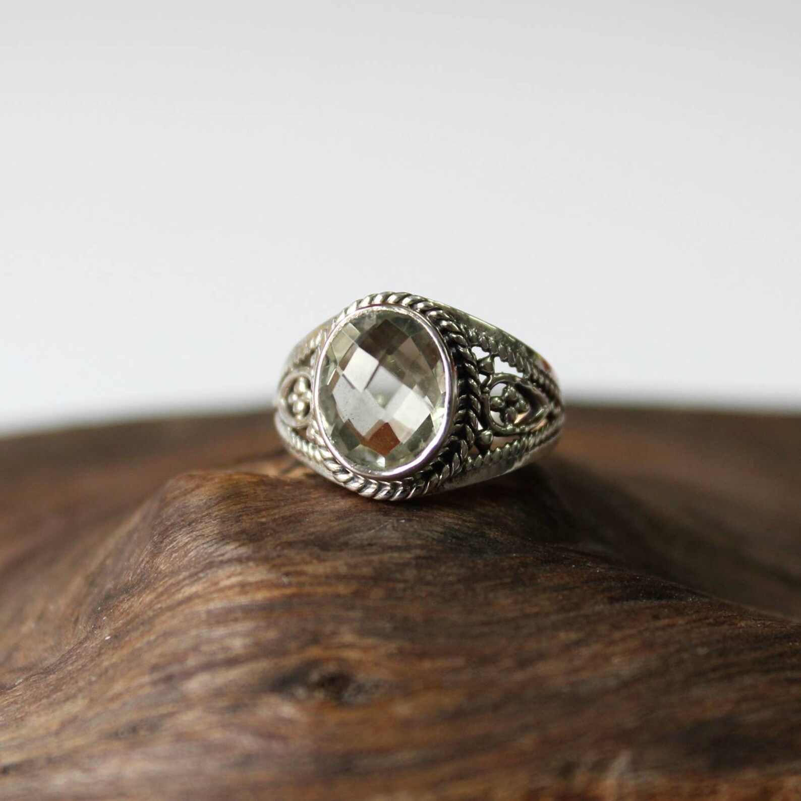 Green Amethyst Ring, Bold Sterling Silver Statement Ring, Alternative ...