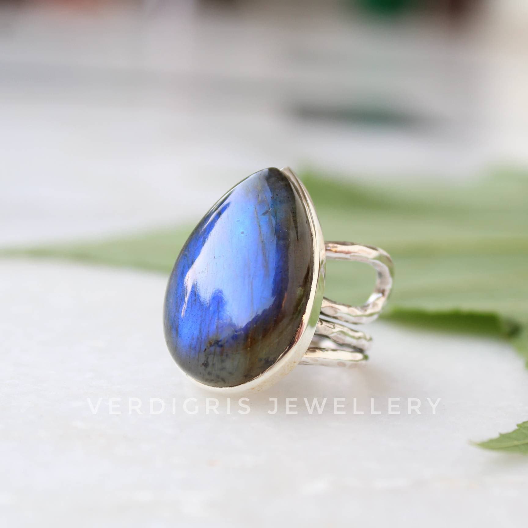 Natural Labradorite Ring, 92.5 Sterling Silver Statement Boho Ring ...
