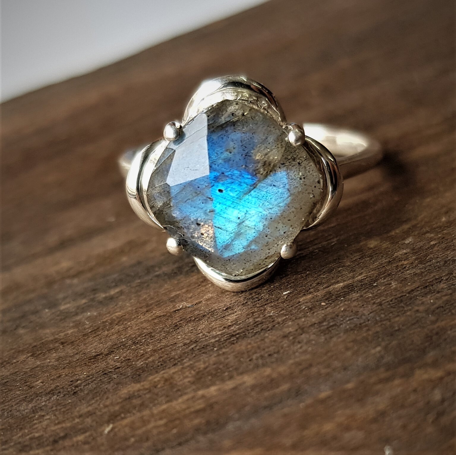 Natural labradorite ring Real Sterling Silver ring cocktail | Etsy