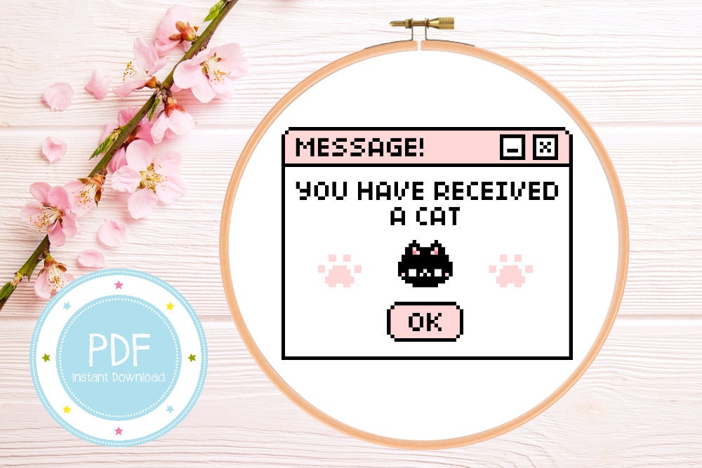 You Have Received A Cat Cute Windows Error Message cross - Etsy