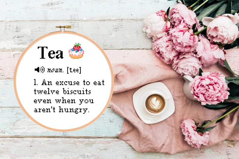 Cute Tea and Coffee Funny Dictionary Definitions Modern Cross | Etsy