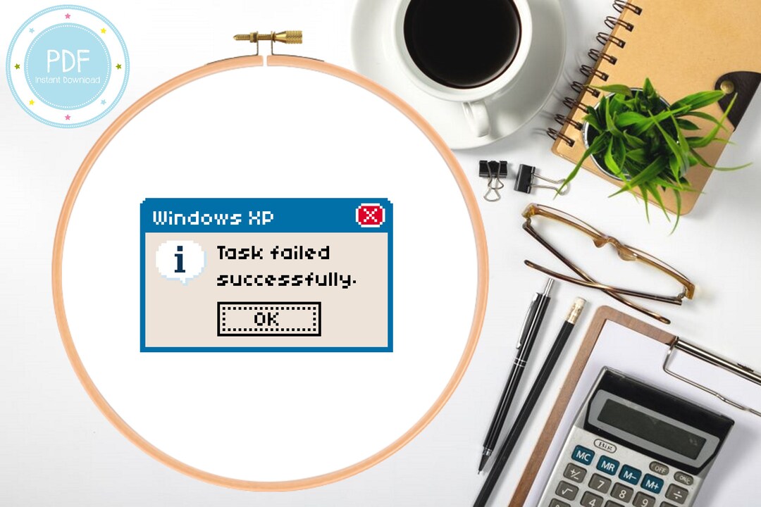 Windows XP Task Failed Cross Stitch Pattern: Geeky Computer Nerd (PDF ...