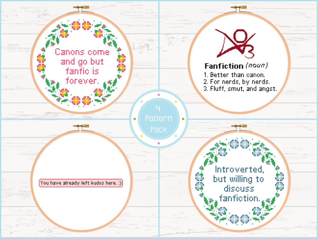 Funny Fanfic - Fandom - Ao3 - Cross Stitch Pattern Pack PDF Instant ...