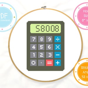 58008 Calculator Cute Geek and Computer Nerd Cross Stitch Pattern PDF ...