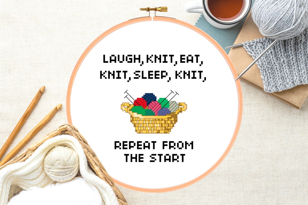 Funny Knitting Pattern - Crafting Meme Cross Stitch Pattern PDF Instant ...