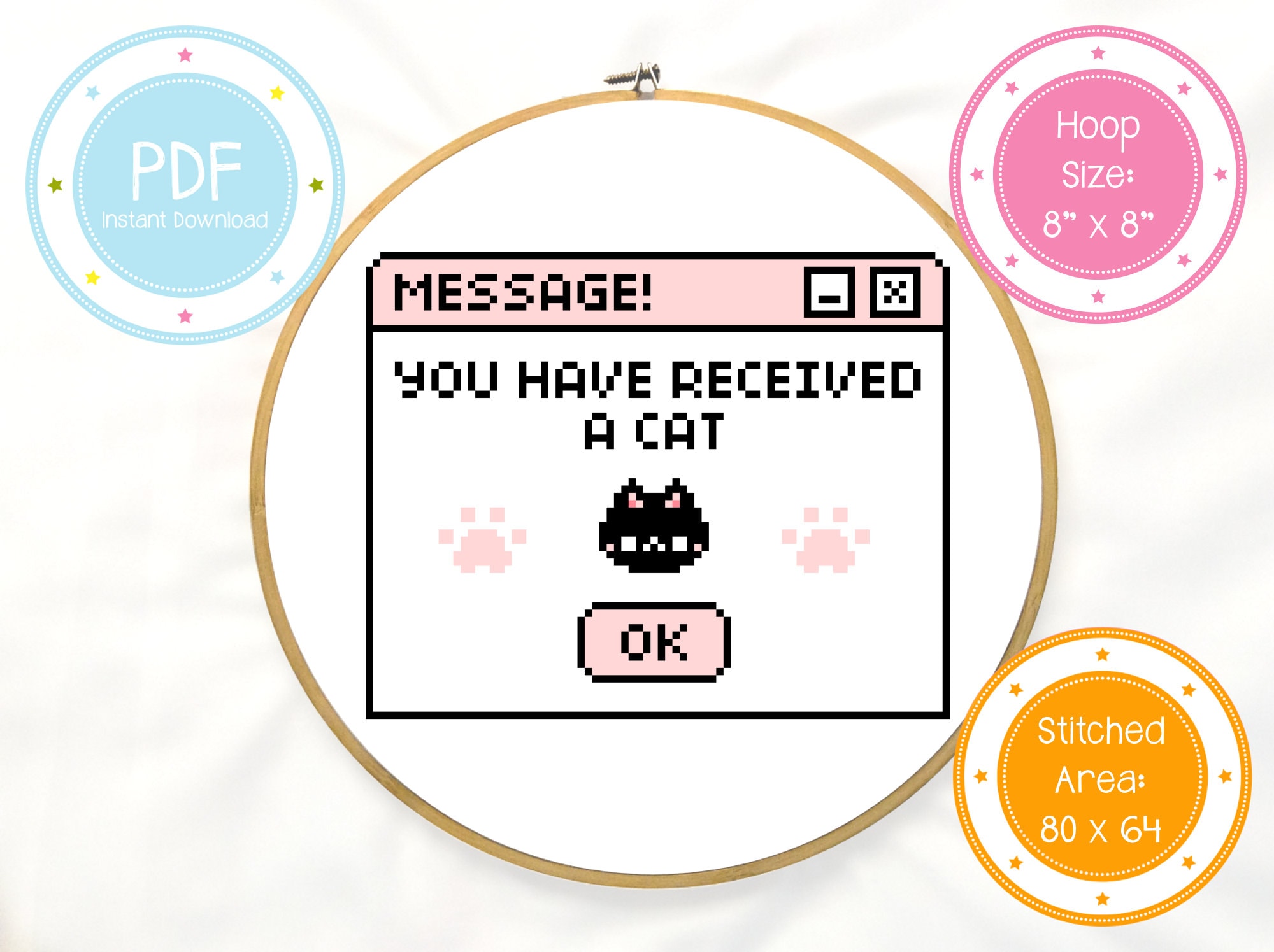 You Have Received A Cat - Cute Windows Error Message -cross Stitch ...