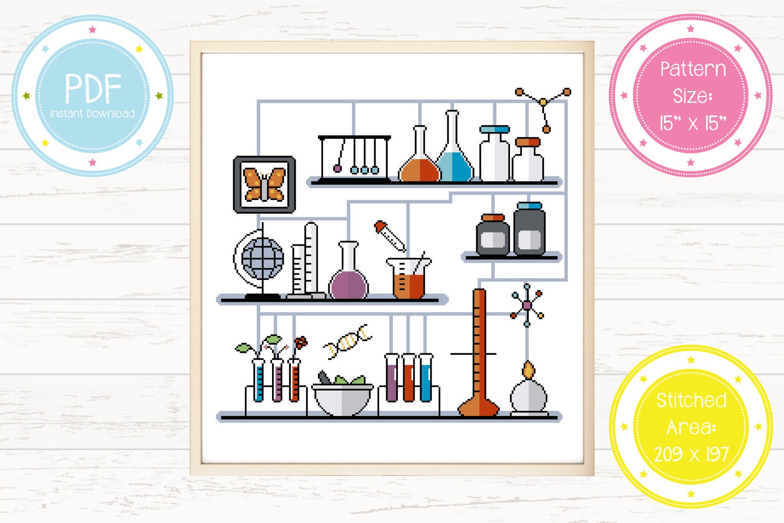 Science is Fun Cute Chemistry Laboratory Cross Stitch Pattern - Etsy