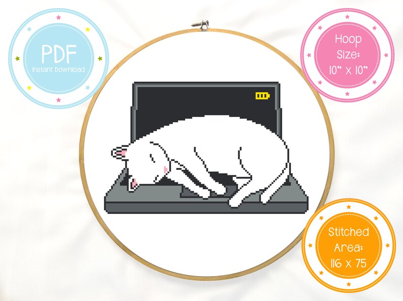 Laptop Protector - Cute White Cat Sleeping on Computer - Animal Cross ...