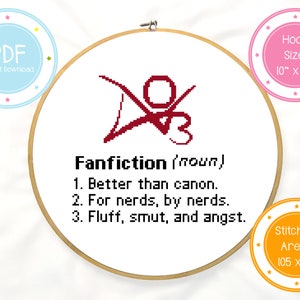 Funny Fanfic - Fandom - Ao3 - Cross Stitch Pattern Pack PDF Instant ...