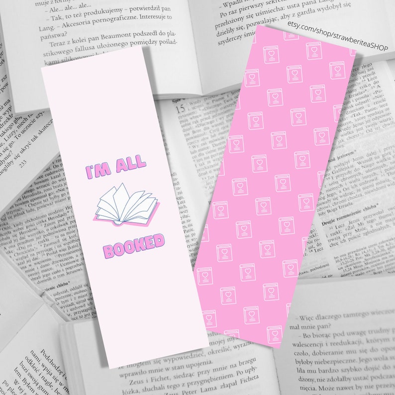 I'm All Booked Pink Printable Bookmarks - Bookish Gifts, Gifts for ...