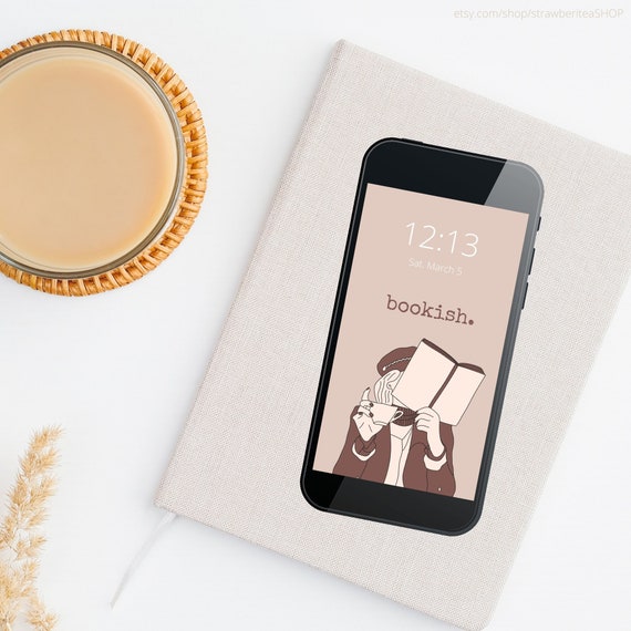 Bookish Phone Wallpaper Minimal Phone Wallpaper Boho | Etsy